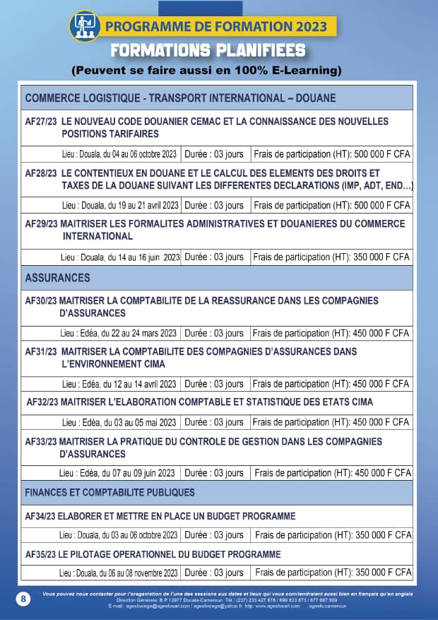 Plaquette Agesfo Sarl Cameroun - AGESFO SARL