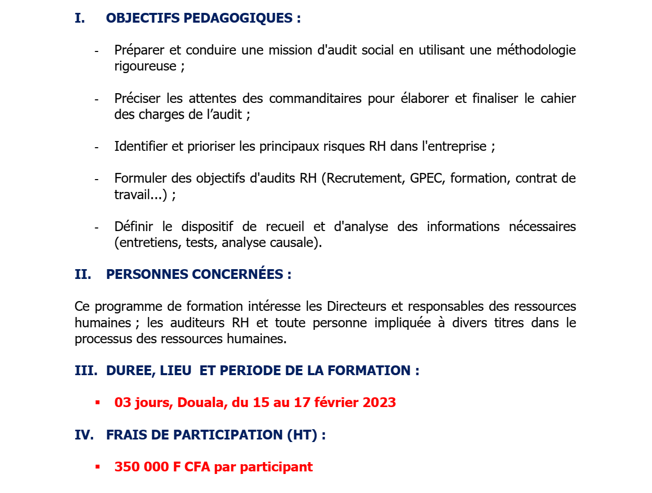 CONDUIRE UNE MISSION D’AUDIT RH - AGESFO SARL CONDUIRE UNE MISSION D’AUDIT RH - AGESFO SARL